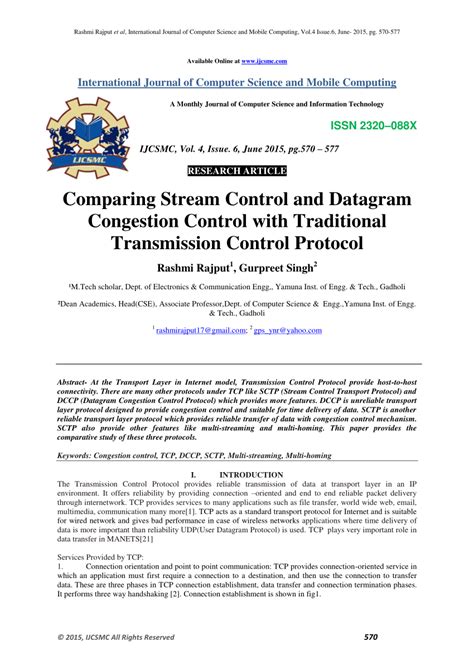 Pdf Comparing Stream Control And Datagram Congestion Control With Traditional Transmission