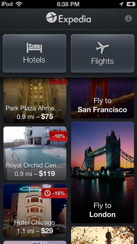iphone expedia application type scroll able tableview or collection