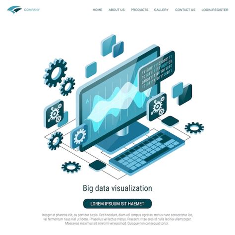 Premium Vector Big Data Visualization Information Engineering Flat 3d Isometric Vector Concept