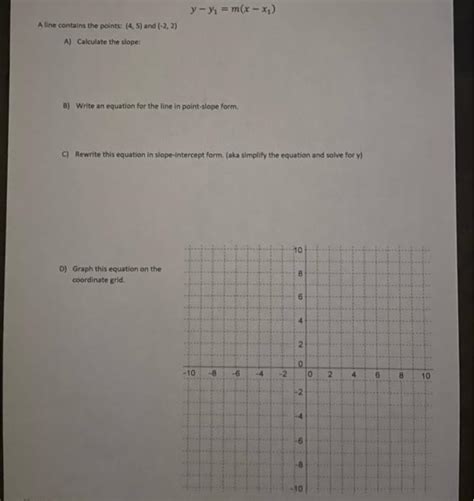 Solved Y Y Mx X A Line Contains The Points 45