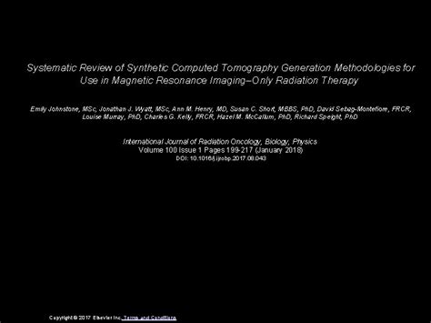 Systematic Review Of Synthetic Computed Tomography Generation Methodologies