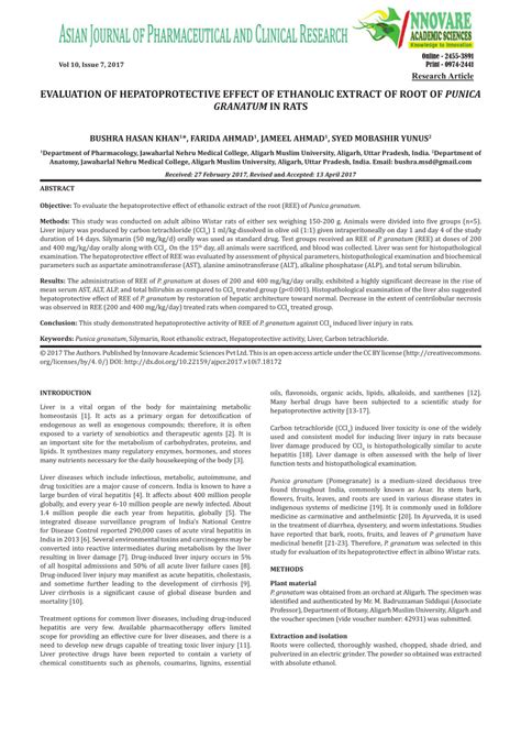 Pdf Evaluation Of Hepatoprotective Effect Of Ethanolic Extract Of