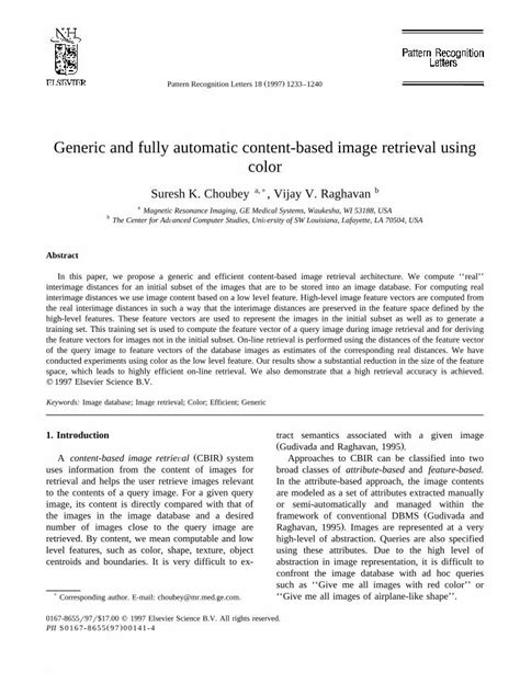 Pdf Generic And Fully Automatic Content Based Image Retrieval Using
