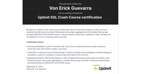 Sql Crash Course • Von Erick Guevarra • Uplimit Live Group Courses