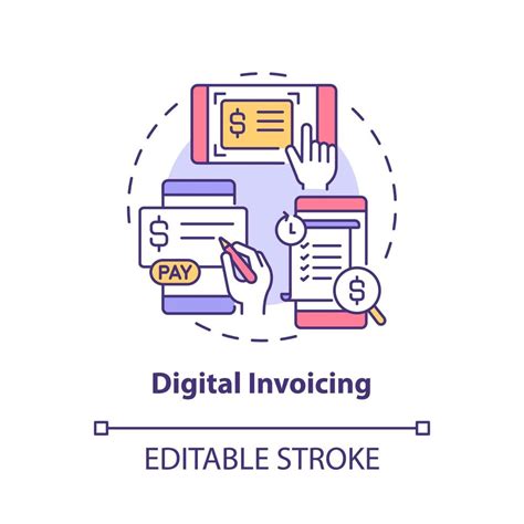 Digital Invoicing Concept Icon Paperless Solution Touchless System Abstract Idea Thin Line
