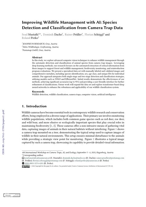 Pdf Improving Wildlife Management With Ai Species Detection And