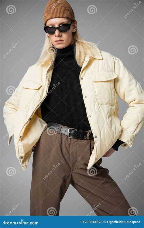 Vertical Shot Of Trendy Non Binary Stock Image Image Of Androgynous