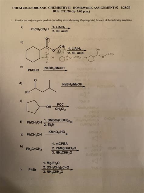 Solved Chem 206 02 Organic Chemistry Ii Homework Assignment
