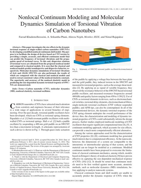Pdf Nonlocal Continuum Modeling And Molecular Dynamics Simulation Of Torsional Vibration Of