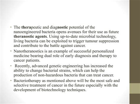 Nanoengineered Bacteriotherapy For Cancer Pptx