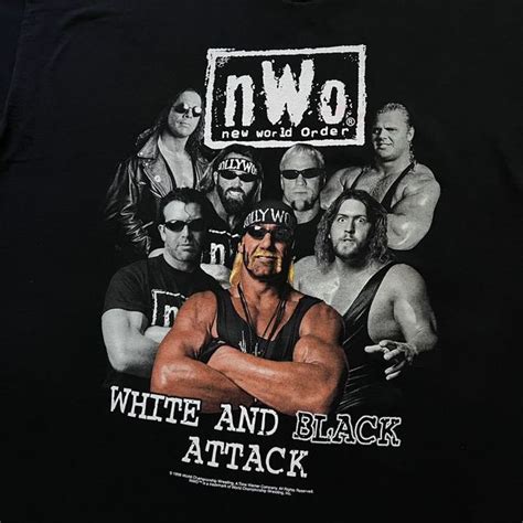 Vintage Vintage 90s Wcw Nwo Hogan “white And Black Attack” Tee Grailed