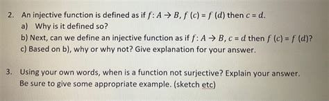 Solved An Injective Function Is Defined As If F A B F Chegg