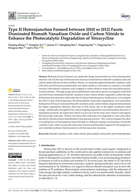 Pdf Type Ii Heterojunction Formed Between 010 Or 012 Facets Dominated Bismuth Vanadium