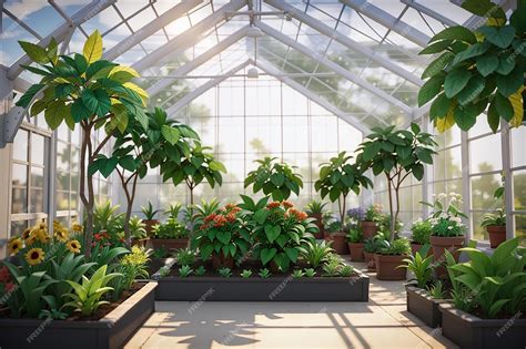 Premium Photo Three Dimensional Render Of Plants Growing In Greenhouse