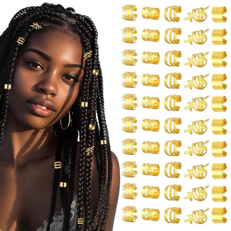 Prasacco 50 Pieces Gold Hair Jewelry For Braids Loc