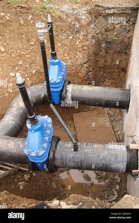 Gate Valve And Emergency Bypass Valve In Front Of An Aeration Tank In A