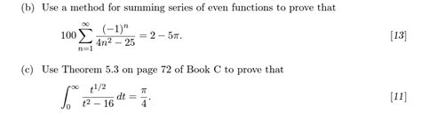 Solved B Use A Method For Summing Series Of Even Functions