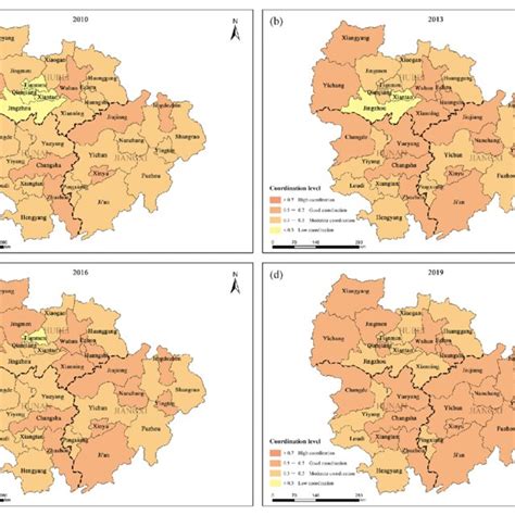 Spatial Distribution Of Coupling Coordination Level Of 31 Cities In