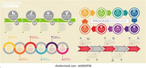 Timeline Infographics Template Arrows Flowchart Workflow Stock Vector Royalty Free