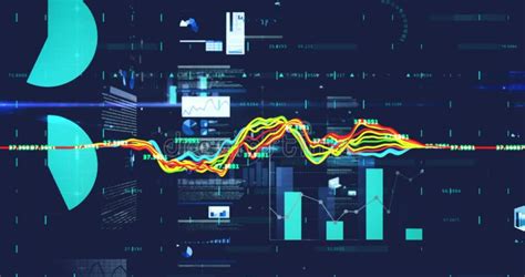 animation of screens with statistical data processing against blue