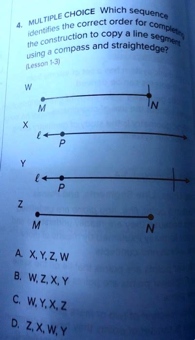 solved which sequence is the correct order for identifying line segment