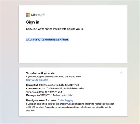 aadsts50012 authentication failed microsoft qanda