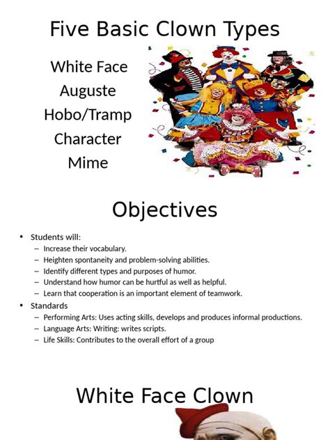 Five Basic Clown Types Pdf Clown Irony