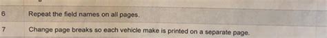 Solved Repeat The Field Names On All Pages Change Page Chegg Com