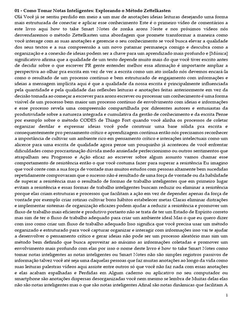 Como Tomar Notas Inteligentes Método Zettelkasten Pdf