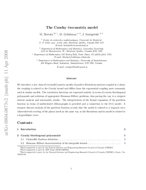 Pdf The Cauchy Two Matrix Model