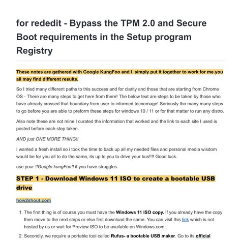 Bypass The TPM And Secure Boot Requirements For PIXELBOOK Install Pdf DocDroid