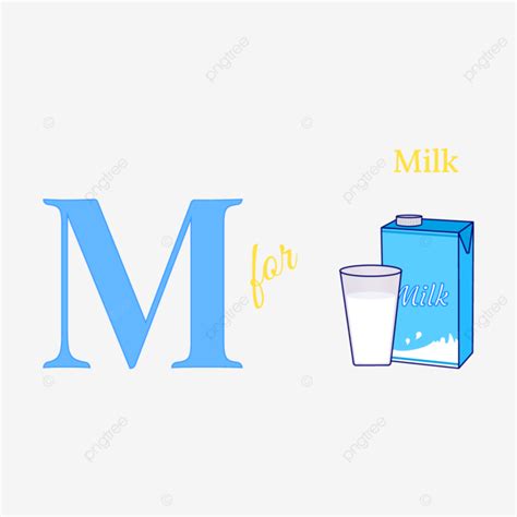 English Alphabet M For Milk Vector Illustration English Alphabet