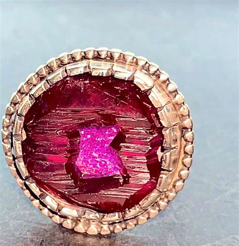 A Beautiful Flux Grown Ruby Crystal From Chatham Created Gemstones Set In A 925 Silver Ring By A