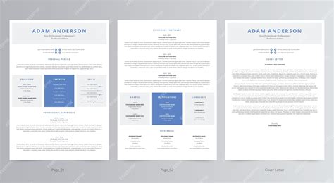 Чистое резюме или резюме и шаблон сопроводительного письма Премиум векторы