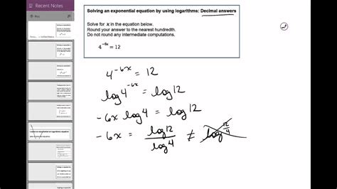 23 02 solving an exponential equation by using logarithms decimal