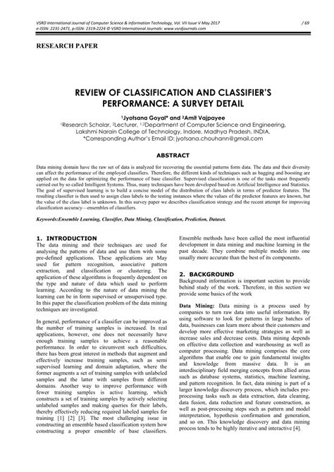 Pdf Review Of Classification And Classifiers Performance A Survey Detail