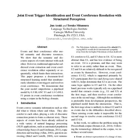 joint event trigger identification and event coreference resolution