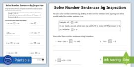 Number Sentence Practice Activity Sheet Teacher Made