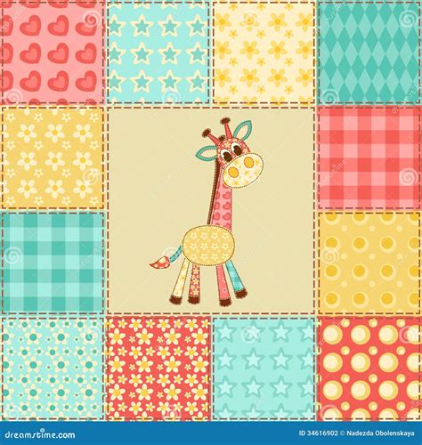 Giraffe Patchwork Pattern Stock Vector Illustration Of Green 34616902