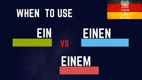 When to use einem vs ein vs einen. German declension of indefinite ...