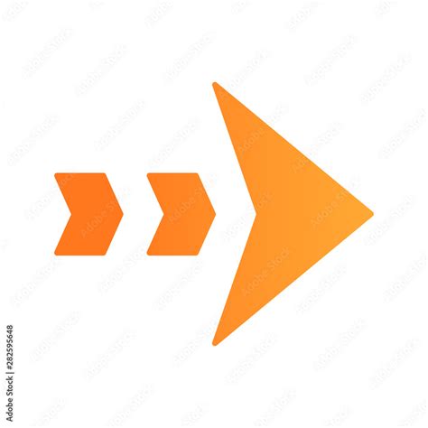 Dashed Orange Arrow Flat Design Long Shadow Color Icon Arrowhead