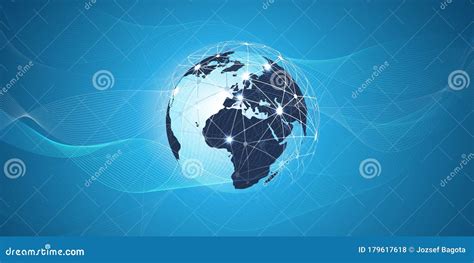 Abstract Blue Futuristic Modern Style Cloud Computing Networks Structure Telecommunications
