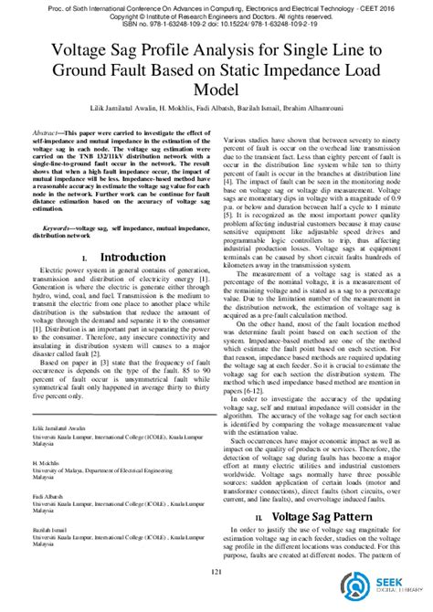 Pdf Voltage Sag Profile Analysis For Single Line To Ground Fault