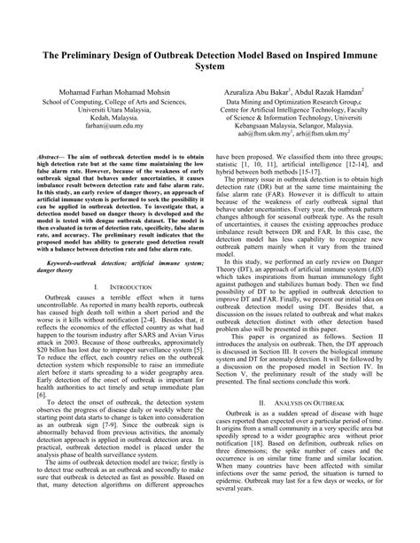 Pdf The Preliminary Design Of Outbreak Detection Model Based On