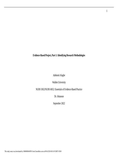 nurs 6052 module 02 week 03 assignment evidence based project part 1