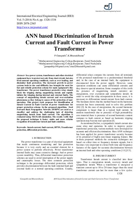 Pdf Ann Based Discrimination Of Inrush Current And Fault Current In Power Transformer