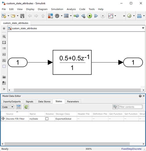 Custom State Attributes In Discrete Fir Filter Block