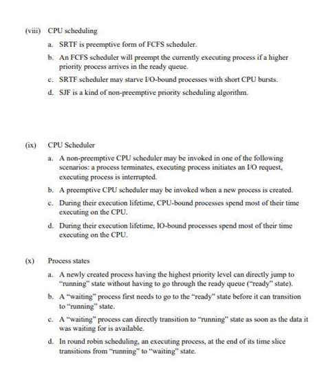 solved viii cpu scheduling a srtf is preemptive form of