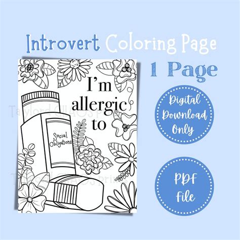 Introvert Coloring Page Etsy