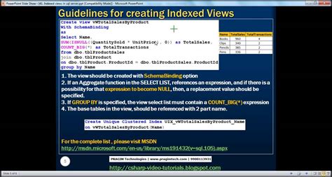 indexed views in sql server part 41 youtube
